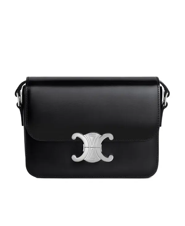 Celine Teen Triomphe Bag In Shiny Calfskin - Black