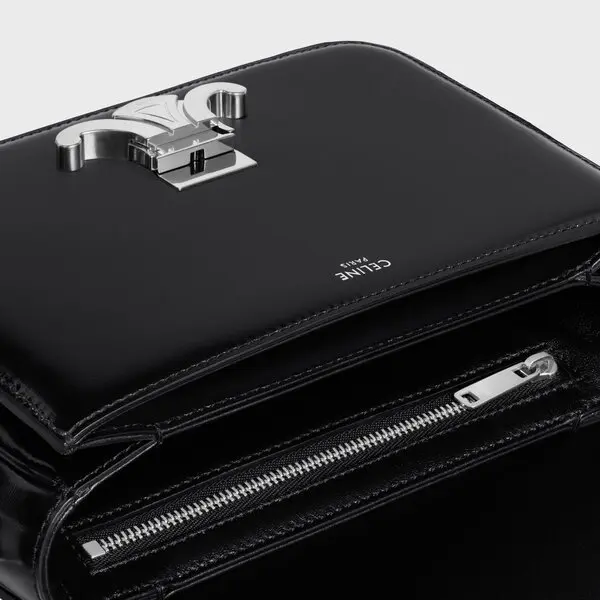 Celine Teen Triomphe Bag In Shiny Calfskin - Black