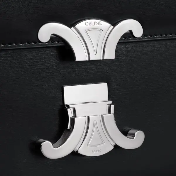 Celine Teen Triomphe Bag In Shiny Calfskin - Black