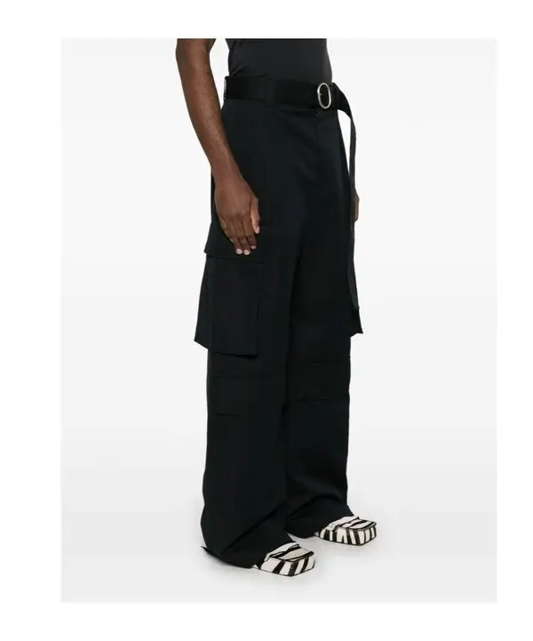 JIL SANDER Belted Wide-leg Cargo Pants - Black