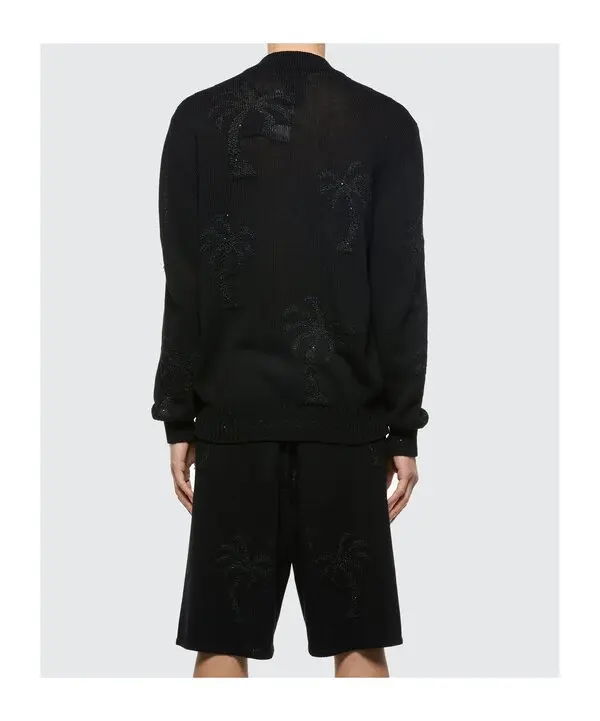 LANEUS Tropical Jacquard Knitted Bomber Jacket
