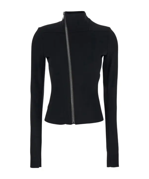 Rick Owens Long Sleeve Asymmetrical Zip Jacket - Black