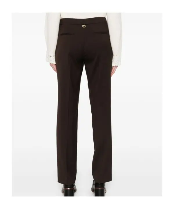 TWINSET Straight-leg Tailored Trousers - Coffee