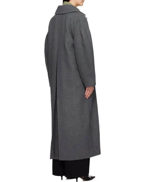 GANNI Oversized Long Pea Coat - Grey