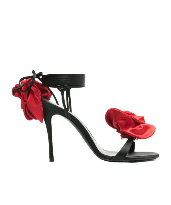Magda Butrym Floral-appliqué Satin Stiletto Sandals - Multicolor