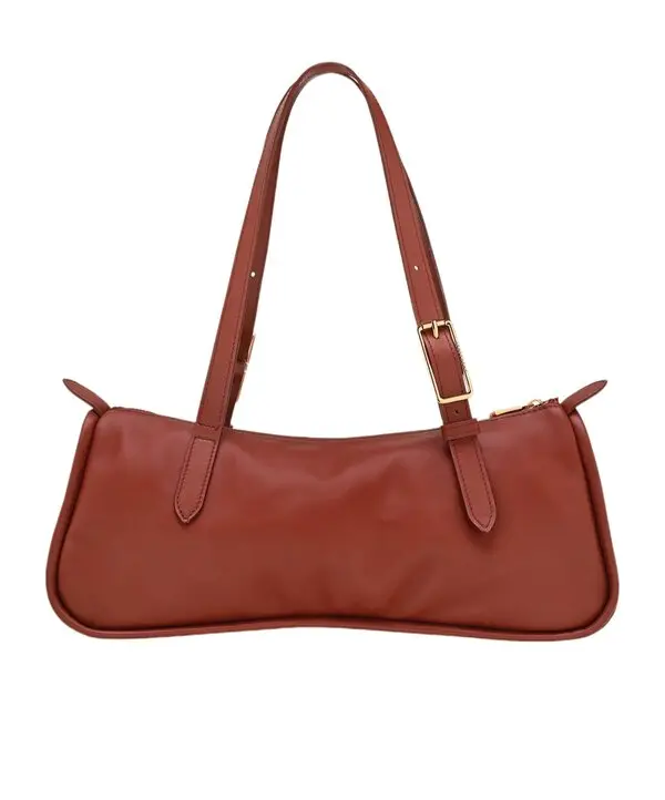 Longchamp Logo Debossed Zip-up Shoulder Bag - Brown