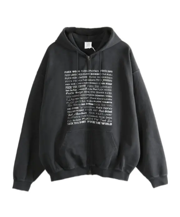 Vetements Zip-up Hoodie - Xwashed-out Black