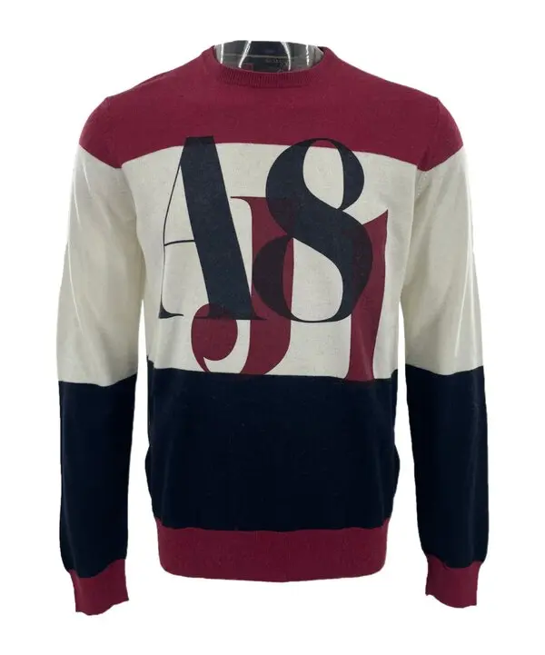 Emporio Armani Color Block Crew Neck Sweater - Black