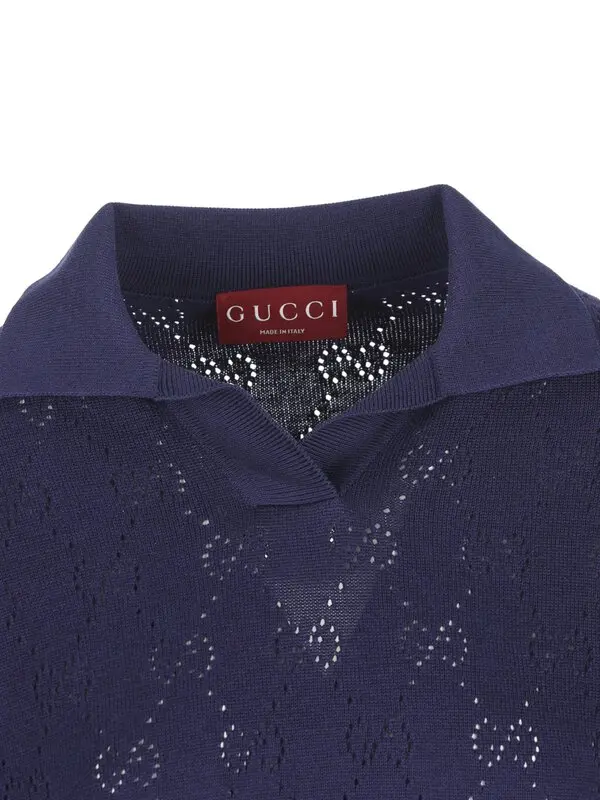 Gucci Gg All-over Openwork Short-sleeved Polo Shirt