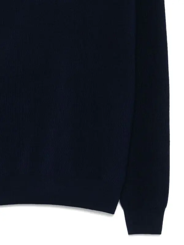 Aspesi Crew Neck Sweater With Ribbed Cuffs - Black