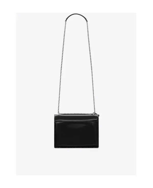 Saint Laurent Sunset Medium In Shiny Leather - Black