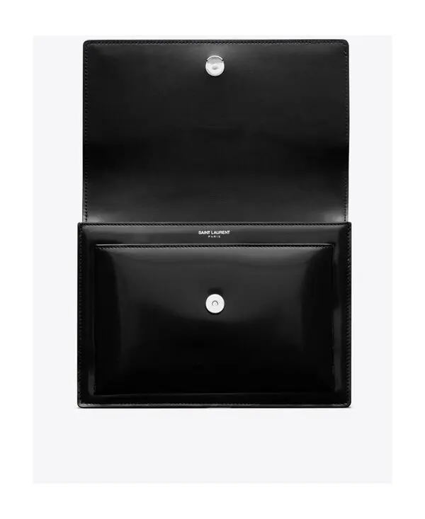 Saint Laurent Sunset Medium In Shiny Leather - Black