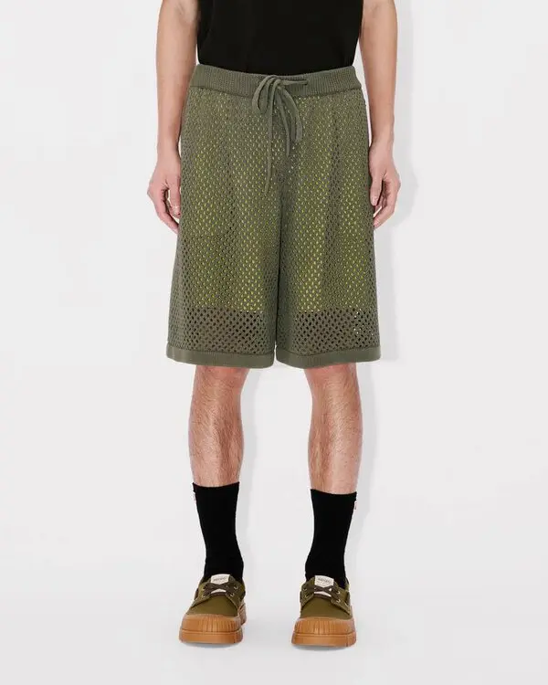 Kenzo Embroidered Cotton Mesh Shorts