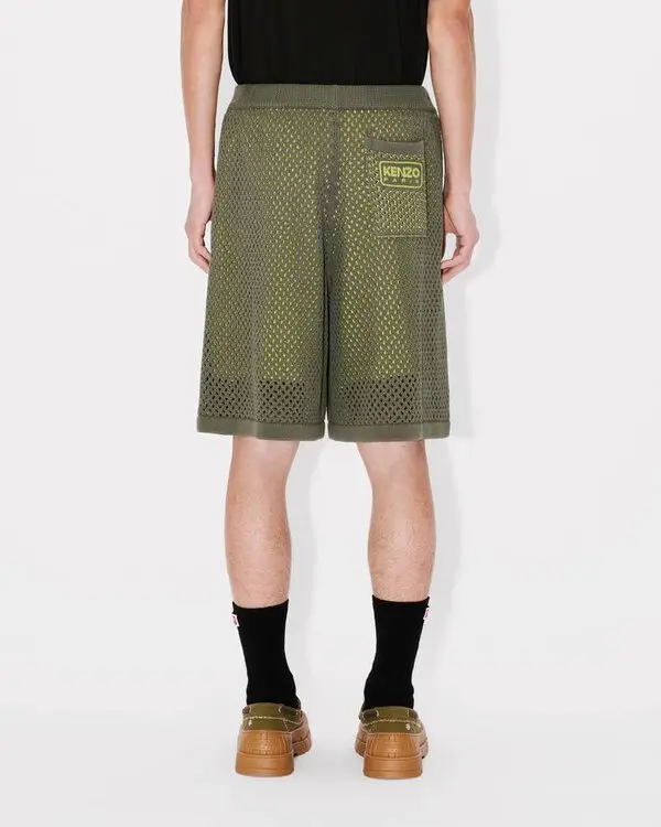 Kenzo Embroidered Cotton Mesh Shorts