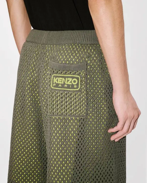 Kenzo Embroidered Cotton Mesh Shorts