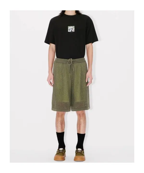 Kenzo Embroidered Cotton Mesh Shorts