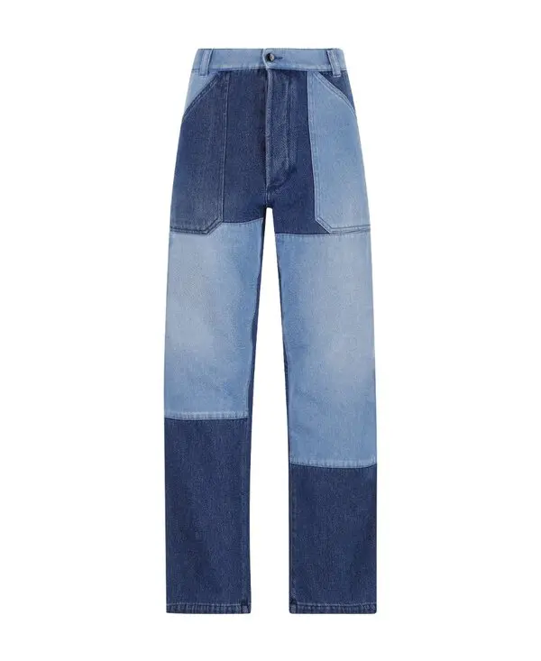 Etro Patchwork Logo-embossed Straight-leg Jeans - Blue