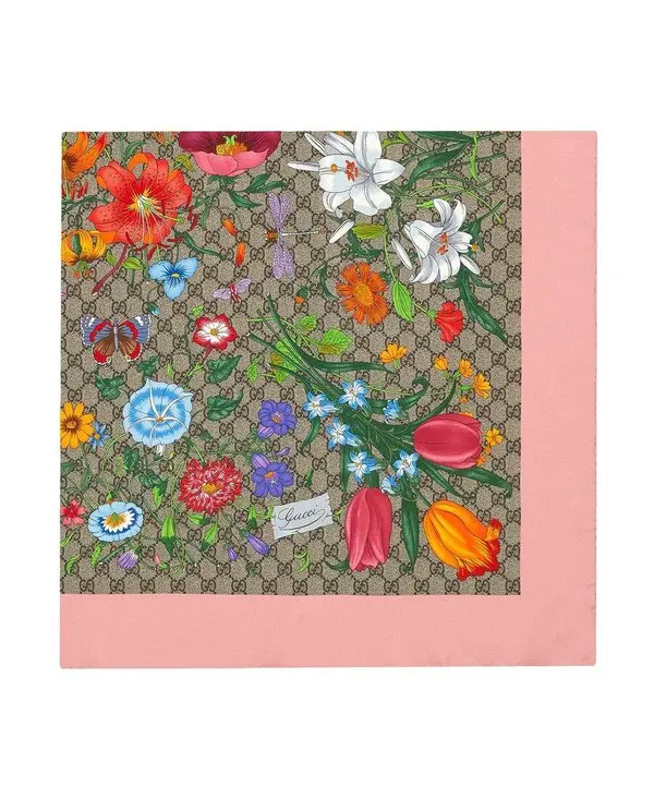 Gucci Gg Flora Print Scarf