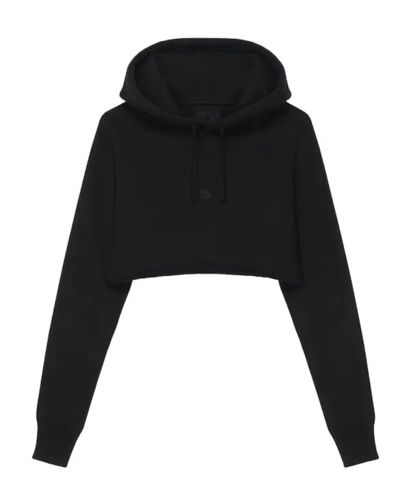 Givenchy Cropped Cotton Hoodie With 4g Logo - Black