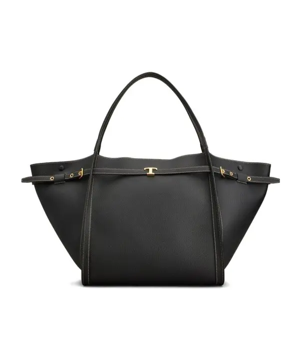 TOD'S Medium Top Handle Shopping Tote Bag - Black