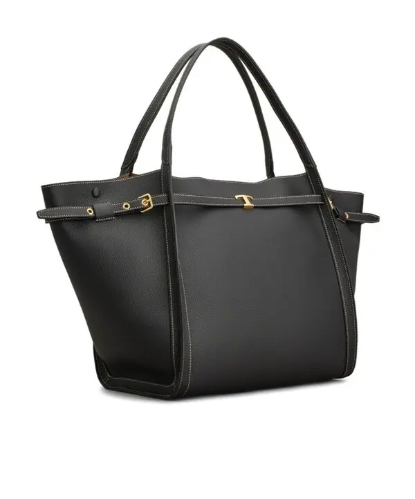 TOD'S Medium Top Handle Shopping Tote Bag - Black