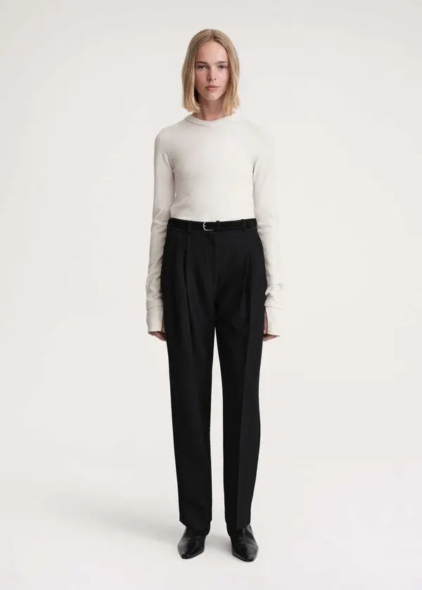 TOTEME High-waisted Straight-leg Trousers - Black