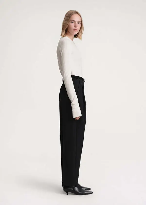 TOTEME High-waisted Straight-leg Trousers - Black