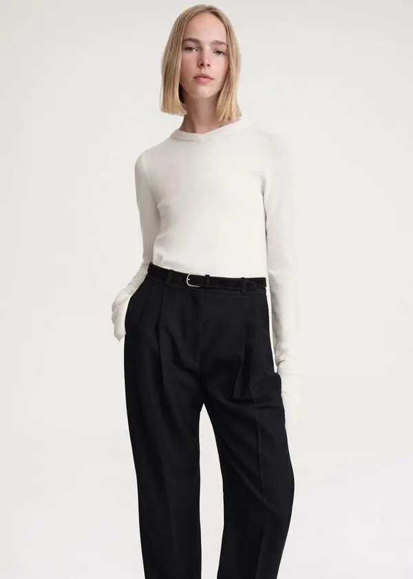 TOTEME High-waisted Straight-leg Trousers - Black