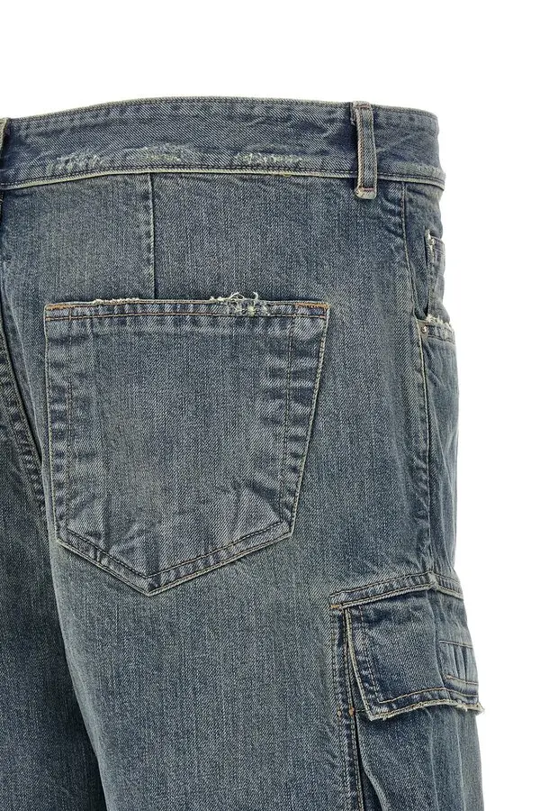 Rick Owens Distressed Relaxed-fit Cargo Jeans