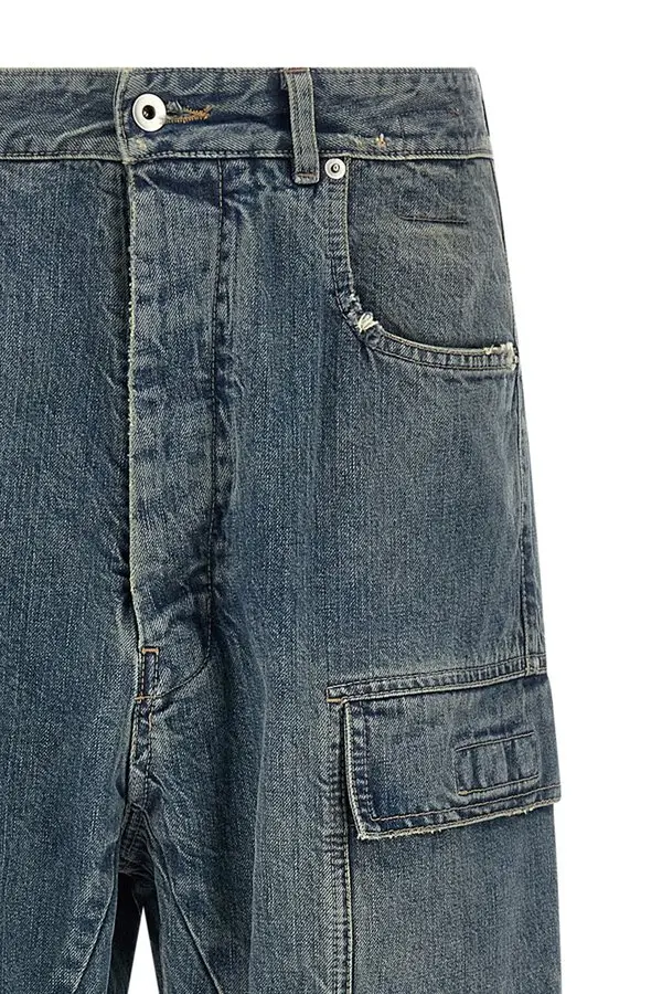 Rick Owens Distressed Relaxed-fit Cargo Jeans