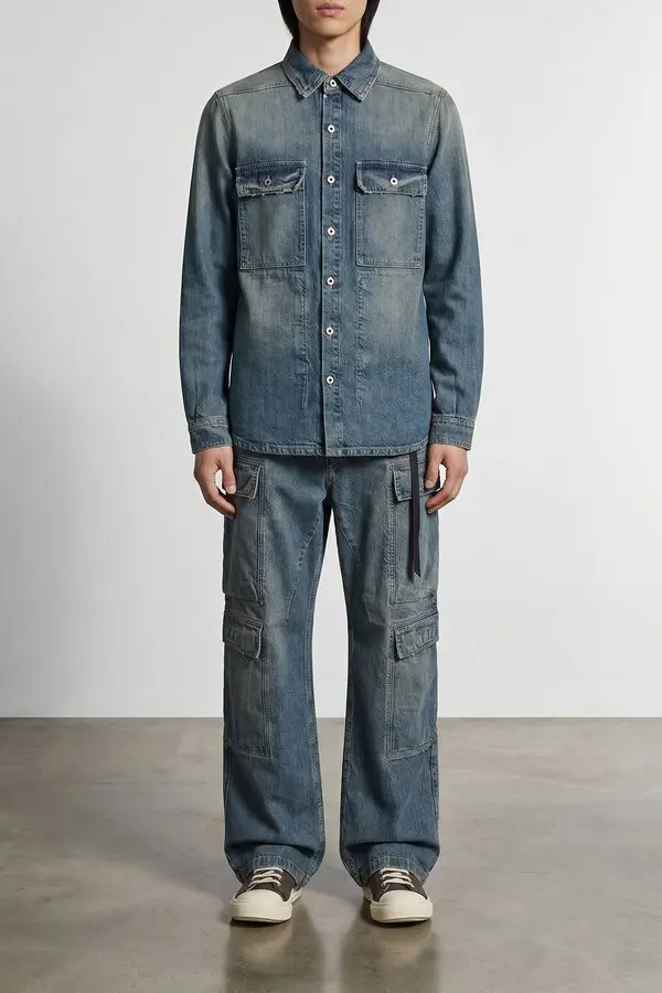 Rick Owens Distressed Relaxed-fit Cargo Jeans