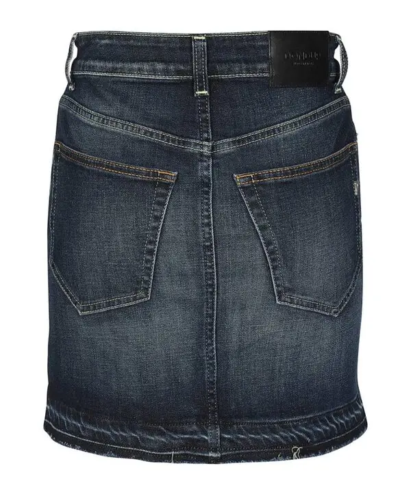 DONDUP Faded Denim Mini Skirt With Belt Rings And Distressed Details - Black