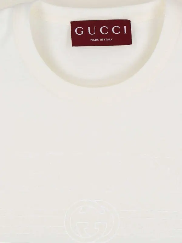 Gucci Medium Cotton Jersey T-shirt With Interlocking G Detail - Ivory