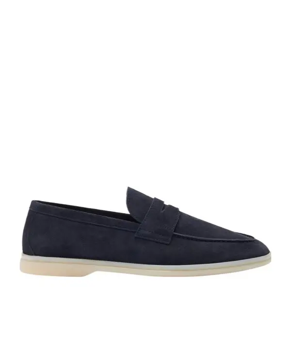SCAROSSO Luciano Almond Toe Loafers - Blue