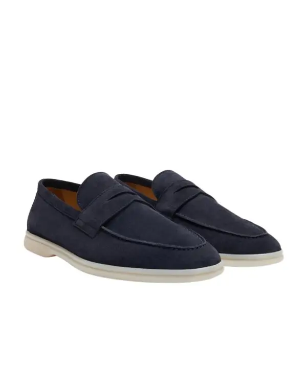 SCAROSSO Luciano Almond Toe Loafers - Blue