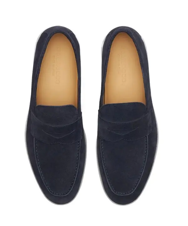 SCAROSSO Luciano Almond Toe Loafers - Blue