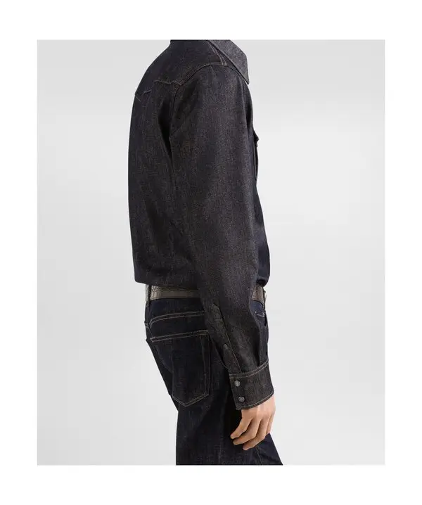 Dolce & Gabbana Dolce Gabbana Heraldic Emblem Denim Shirt - Blue