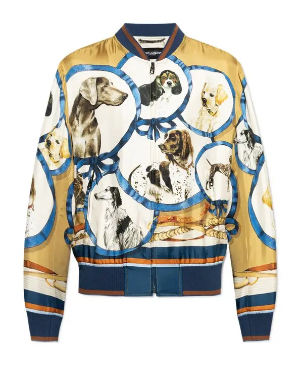 Dolce & Gabbana Dogs Printed Zip-up Bomber Jacket - Multicolor