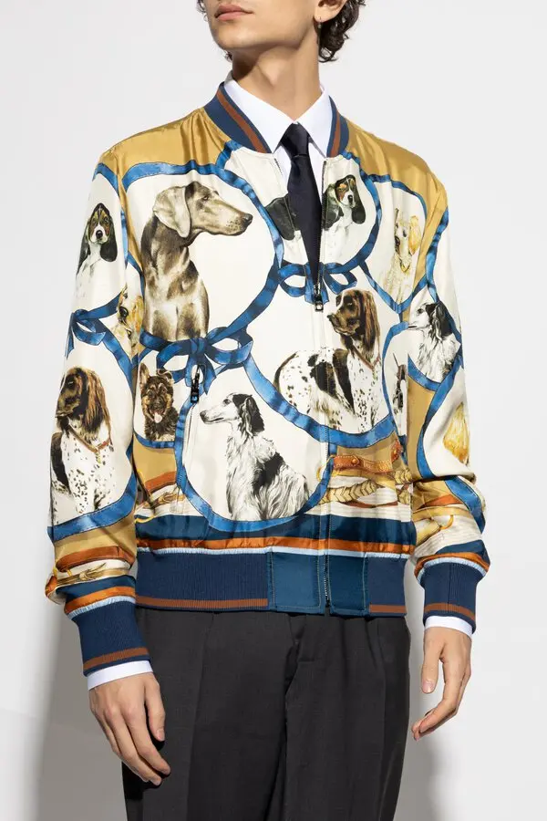 Dolce & Gabbana Dogs Printed Zip-up Bomber Jacket - Multicolor