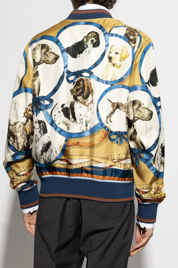 Dolce & Gabbana Dogs Printed Zip-up Bomber Jacket - Multicolor