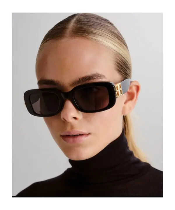 Balenciaga Rectangular Frame Sunglasses - Black
