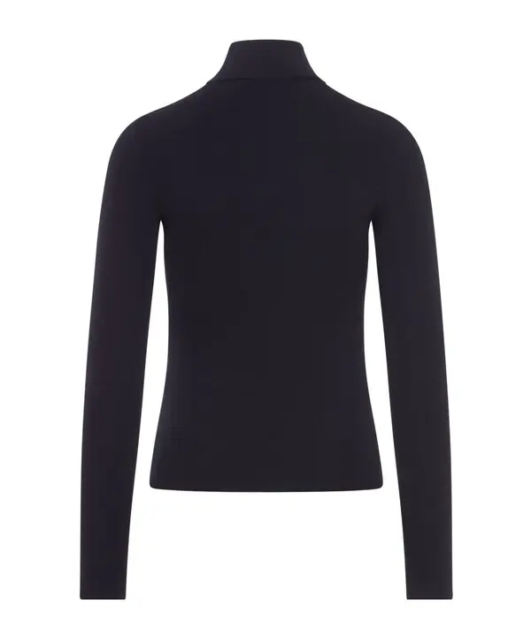 Balenciaga Logo Intarsia Turtleneck Knit Top - Black
