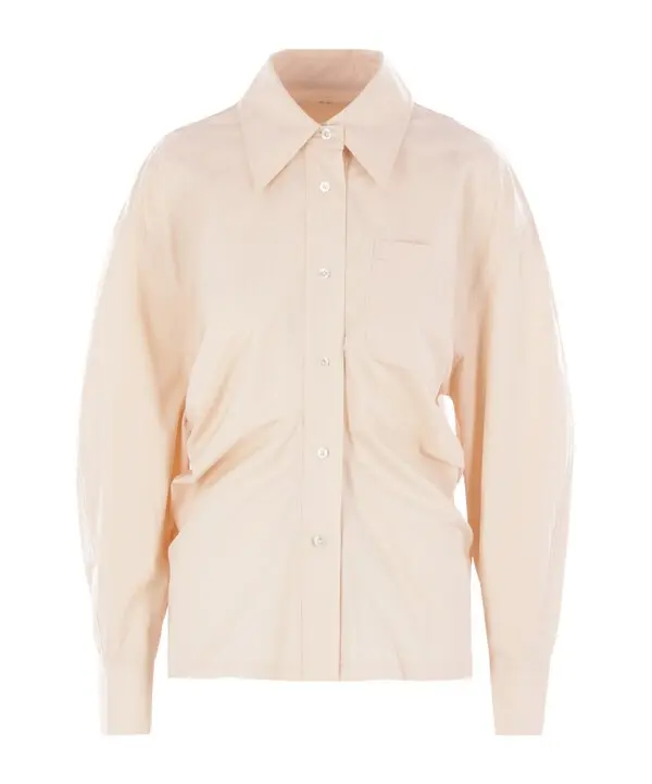 Co Cotton Shirt With Ruched Details - Nude