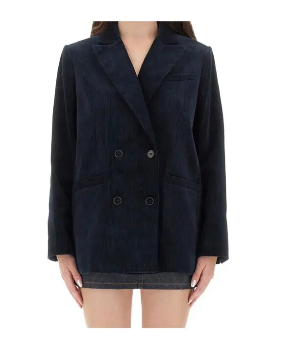 A.p.c. Lucy Double-breasted Corduroy Blazer - Black