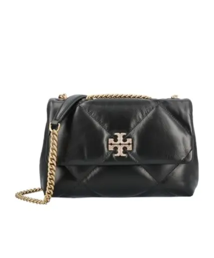 Tory Burch Logo Embellished Diamond Quilted Crossbody Bag - Black