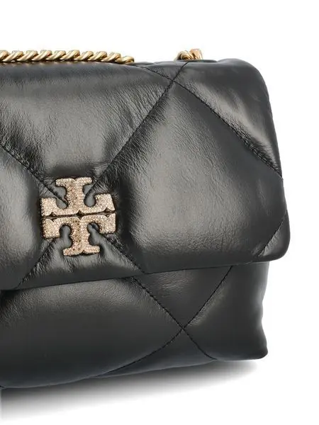 Tory Burch Logo Embellished Diamond Quilted Crossbody Bag - Black