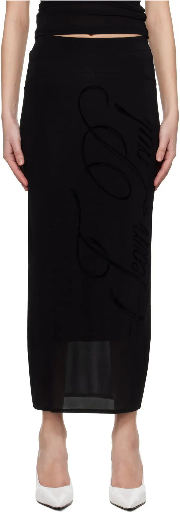 JEAN PAUL GAULTIER Mesh Tattoo Midi Skirt