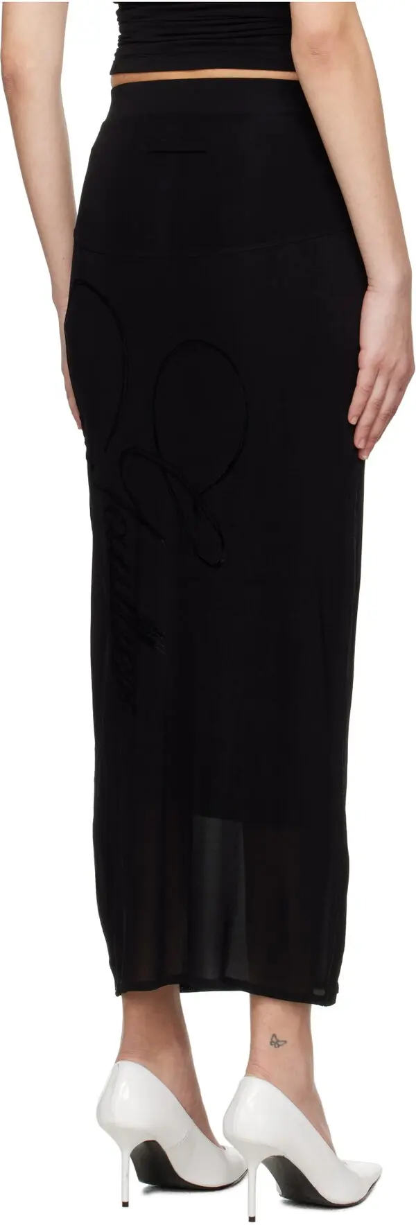 JEAN PAUL GAULTIER Mesh Tattoo Midi Skirt