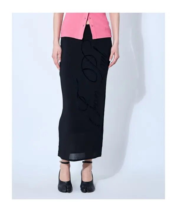 JEAN PAUL GAULTIER Mesh Tattoo Midi Skirt