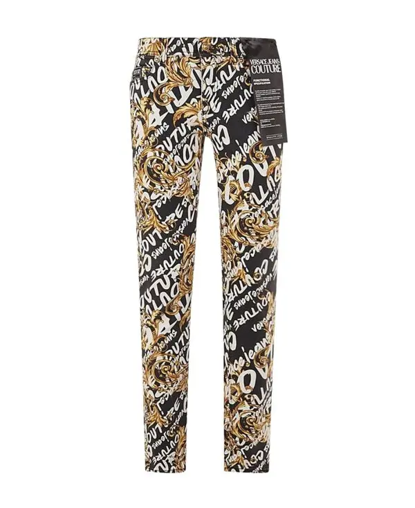 Versace Graphic Printed Skinny Jeans - Black